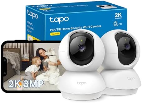Tapo Wifi Indoor Camera, 2K 3MP Full HD Baby Camera, 360° Security Wireless Pet Camera, Night ...