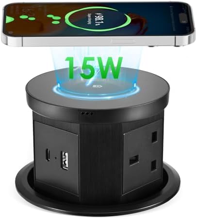Pop up Socket, Pop up Power Sockets with 15W Wireless Fast Charger ...