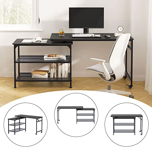 Snapklik.com : Soges Reversible L Shaped Desk, 360 Free Rotating Corner ...