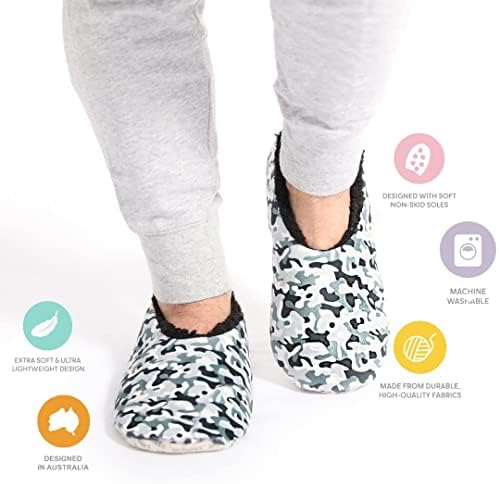 Splosh Slippers Men's Velvet Light Grey Camo Large - Machine Washable ...