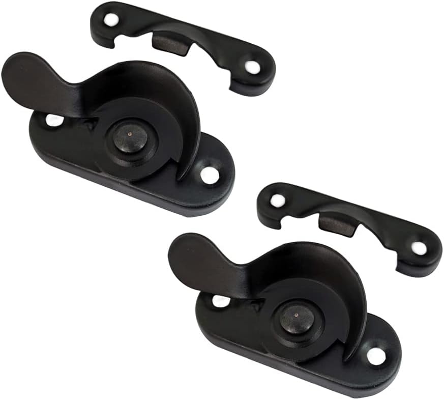 QCAA Cam-Action Windows Sash Lock & Keeper, Flat Black, 2 Pack, Made in ...
