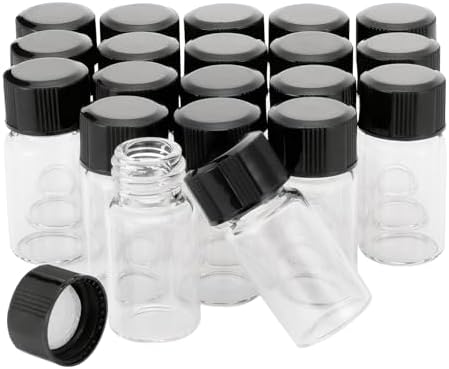 Unxuey 3 ml Glasfläschchen mit Deckel, 20pcs Mini Probenflaschen, PE ...