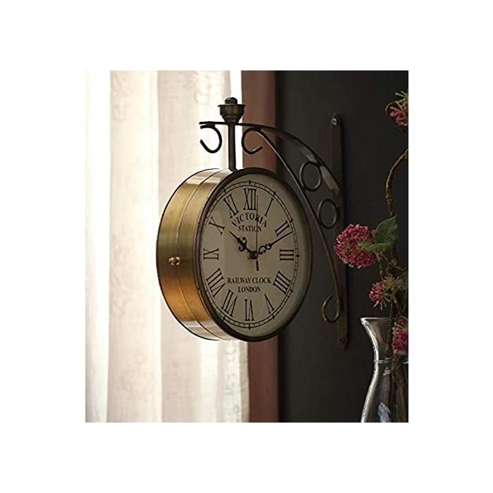 Buy Vintage Product 8 inch Antique Brass Victoria Station Clock Double ...