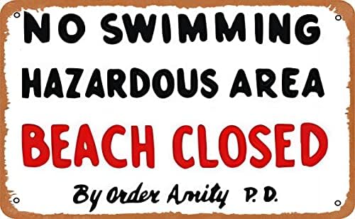Amazon.com : muecddoa Vintage Tin Sign Amity Island Poster Jaws Movie ...