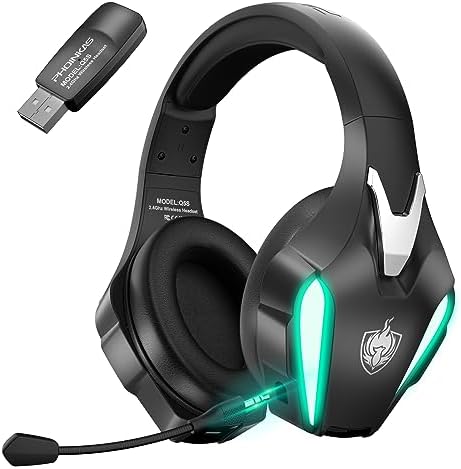 Wireless Gaming Headset, 2.4GHz USB Connection Gaming Headphone ...