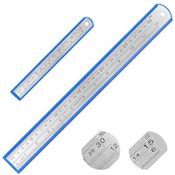 MOXYOY Stainless Steel Ruler Set, 2Pcs 30cm/12in+15cm/6in Metal Rulers ...