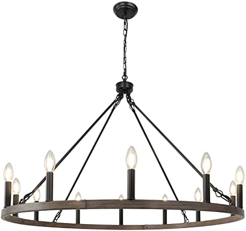 ETONIMERR Wagon Wheel Chandelier 12-Light 38-Inch Vintage Farmhouse ...