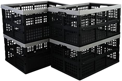 Amazon.com: Nicesh 4-Pack 42 L Plastic Folding Storage Crate ...