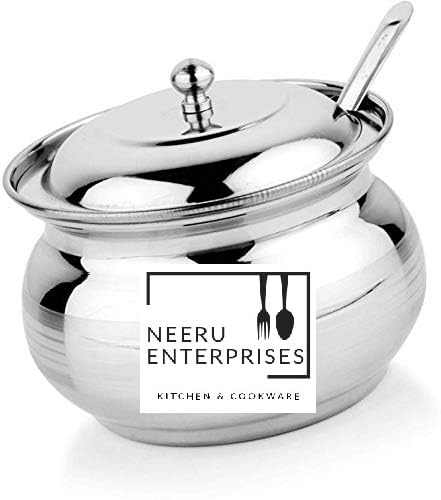 Buy Heavy Ghee Pot With Spoon | Stainless Steel Ghee Container For ...