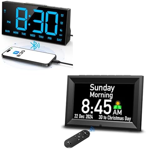 Amazon.com: Bluetooth Sync Time Digital Alarm Clocks & 7'' Digital ...