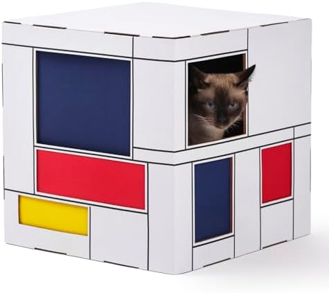 TOTOSHASHA Cardboard Cat House with Scratch Pad, Cat Corrugated ...