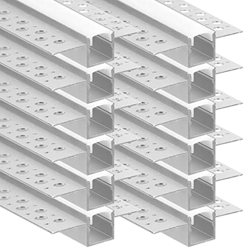 Iluminpro 12 Pack 3.2ft / 0.97m Trimless Recessed Plaster Aluminum LED ...