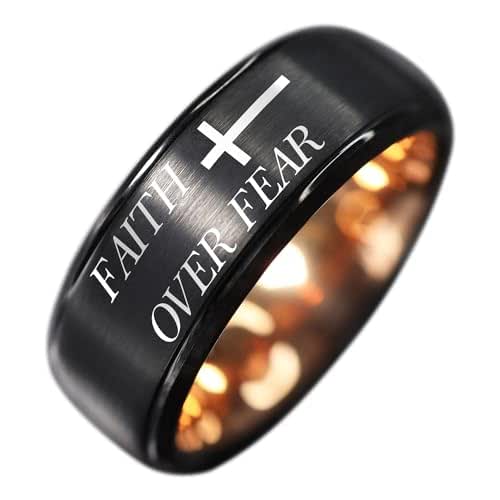 Amazon.com: Faith Over Fear Ring Religious Wedding Ring God Promise ...