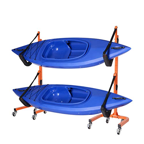 RAD Sportz Rolling Kayaks Rack Storage- Self Standing Two Kayaks ...