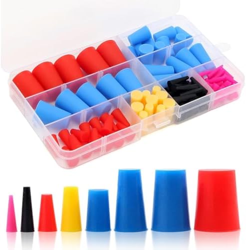 100Pack Silicone Rubber Tapered Plug Assortment Kit, Rubber Plug ...