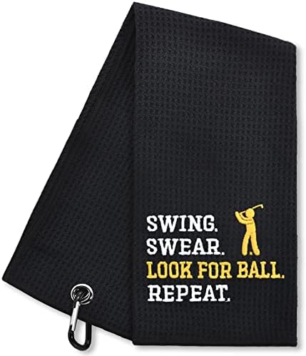 Amazon.com: Hafhue Swing Swear Look for Ball Repeat Funny Golf Towel ...