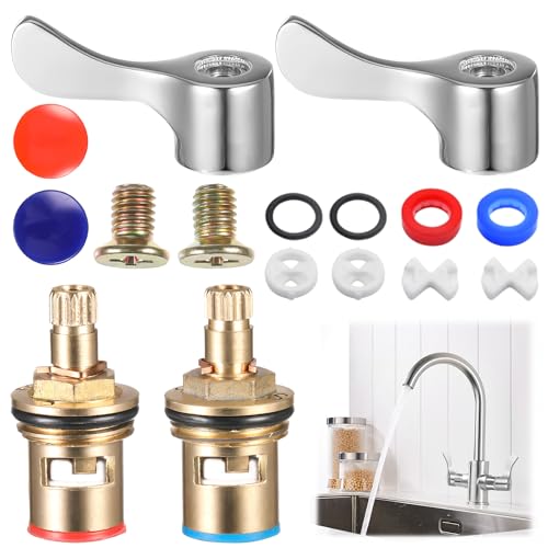 EUIOOVM Replacement Tap Valves 2 Set 1/2″ Brass Tap Cartridge Valves ...