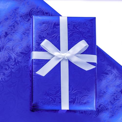 Snapklik.com : LeZakaa Blue Gift Wrapping Paper - Vintage Floral ...