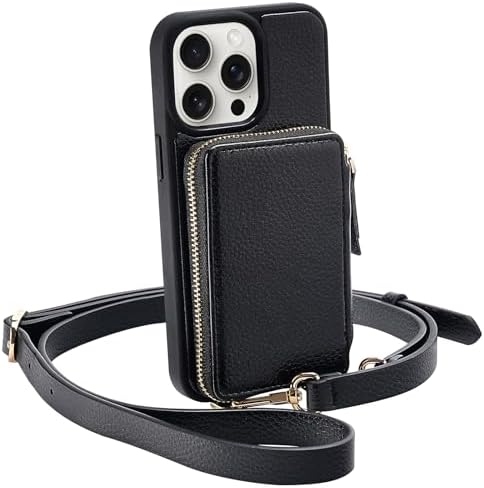 Amazon.com: ZVE for iPhone 14 Pro Crossbody Wallet Case, Card Holder Zipper Phone Case with ...