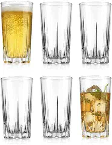 Amazon.com | Cididu Set of 6 Textured Drinking Glasses, 12 oz Embossed ...