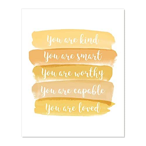 Amazon.com: You Are Loved Daily Gratitude Affirmation Yellow Watercolor ...