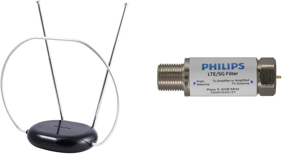 Amazon.com: Philips Rabbit Ears Indoor TV Antenna, Black & TV Antenna ...