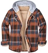 IVUMA Men's Cotton Flannel Jackets Long Sleeve Sherpa Lined Button Up ...