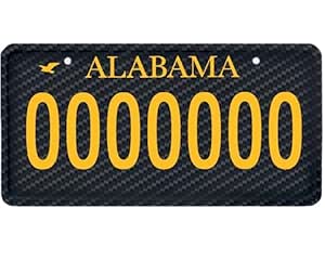 Alabama License Plate Wrap Kit Carbon Fiber & Orange 50 States ...