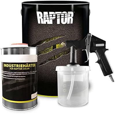 U-POL RAPTOR 2K Lack Gebinde-Set mit Lackierpistole Schwarz (3L Lack ...
