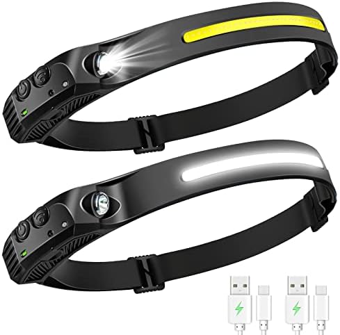 AURUZA 2PCS Headlamp Flashlight, Rechargeable LED Headlamps 2 COB 230 ...