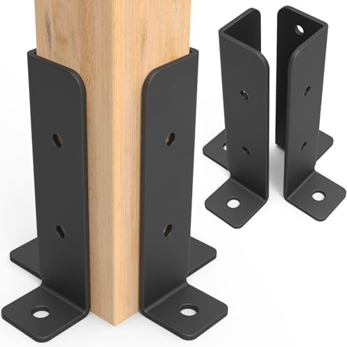 Deck Post Anchor, 4 Pcs Adjustable Post Base Brackets, Heavy Duty Wood ...