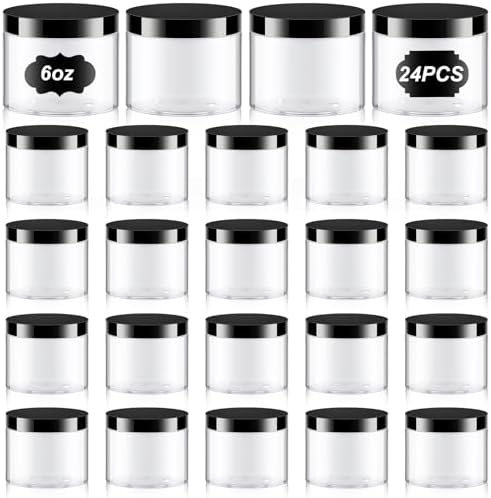 Amazon.com: Dandat 24 Pcs 6/8/10/12oz Plastic Clear Jar Container with ...