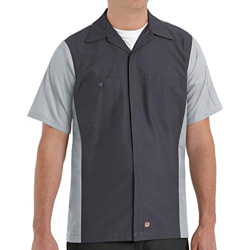 Red Kap Standard Ripstop Crew Shirt, Short Sleeve, Charcoal/Grey ...