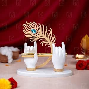 Buy Dev Darbaar Gold Plated Krishna Hand with Flute | Krishna Hand ...
