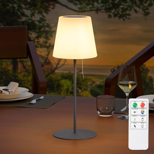 Solar Table Lamp Outdoor Cordless USB lamp with Remote Contorl, Outdoor ...