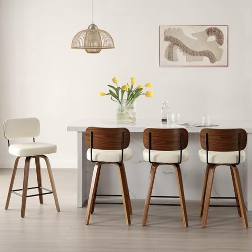 Amazon.com: Bekrvio Bar Stools 26 Inch Counter Height, Set of 2, PU ...