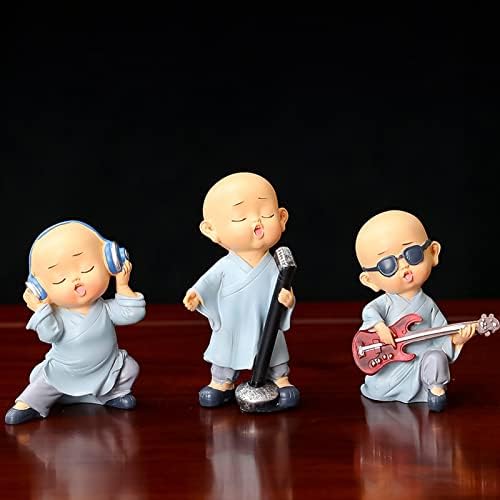 Amazon.com: Lifexquisiter 3PCS Buddha Monk Figurine Statue Showpieces ...