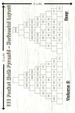 111 Pocket Math Pyramid Volume 2 - Horizontal Layout: Easy Level ...