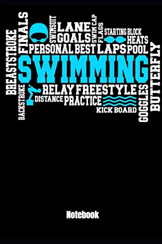 Amazon.co.jp: Swimming Notebook: 110 Pages 6x9 | Swimming Word Cloud ...