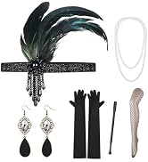 Amazon.com: 6 Pcs 1920s Flapper Accessories Women Shawl Wraps Feather ...