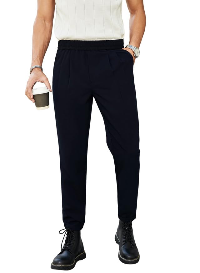 JMIERR Mens Casual Pants Drawstring Cotton Slim-Fit Pants for Men ...