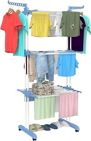 SUNDRY Supreme 3 Layer Cloth Drying Stand, Movable and Foldable ...