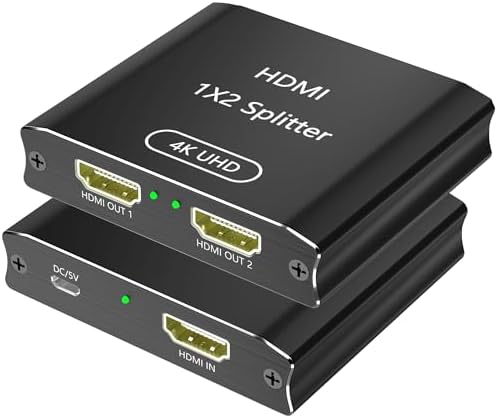 Amazon.com: HDMI Splitter 1 in 2 Out, 4K@30Hz, Dual Monitors, Aluminum ...