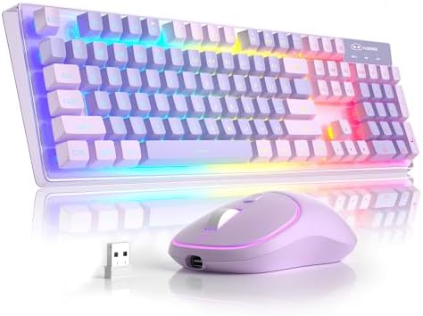 Amazon.com: Pink Light Up Keyboard and Mouse Wireless,Cute 2.4Ghz ...
