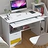 Amazon.com: Makamsui Computer Desk with 2 Drawers and 3 Hutch Shelves ...