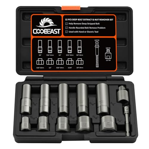 Snapklik.com : Coobeast 12Pcs Bolt Extractor Set, Easy Out Deep Bolt ...