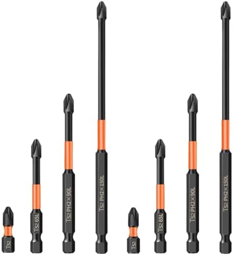 Magnetic Impact Screwdriver Bit Set, Phillips #2 S2 Anti Slip Screw ...