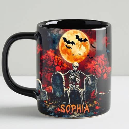 Amazon.com: Personalized Halloween Skeleton Coffee Mugs - Skeleton ...