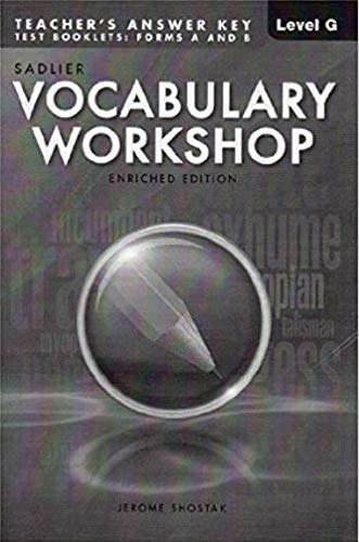 Vocabulary Workshop Test Booklet Form A,B Enriched Edition Teacher's ...