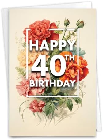 Amazon.com : NobleWorks 40th Birthday Milestone Greeting Card with 5 x ...